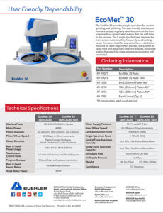 EcoMet 30 Semi-Automatic Grinder Polisher - Buehler Canada ...
