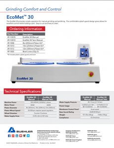 EcoMet 30 Manual Single Grinder Polisher - Buehler United Kingdom ...